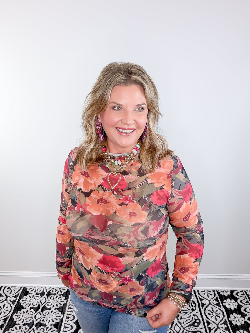 Pressed Petals Mesh Top – Pearl's Boutique